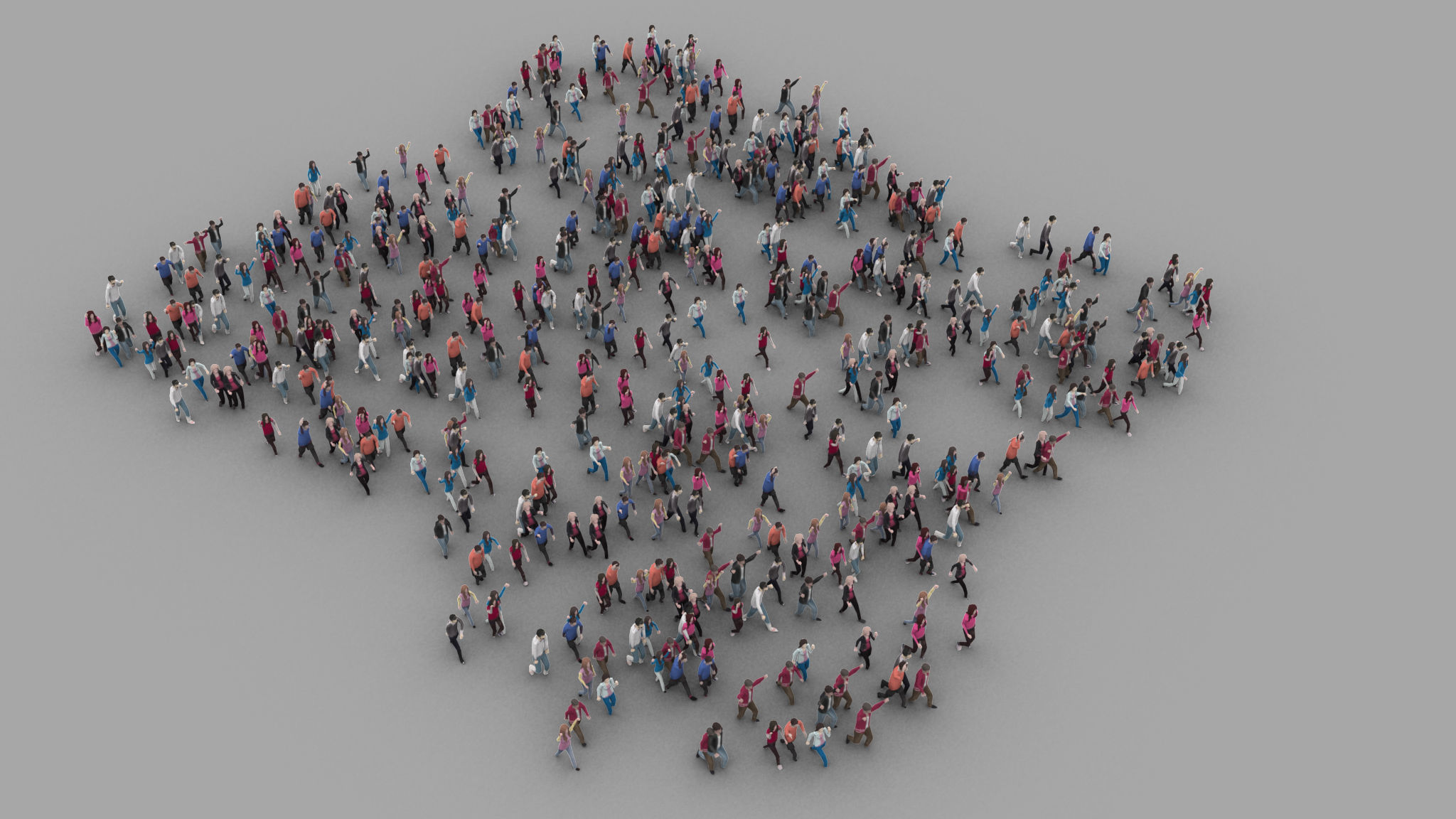 Crowd Pflow setup 3D model animated | CGTrader