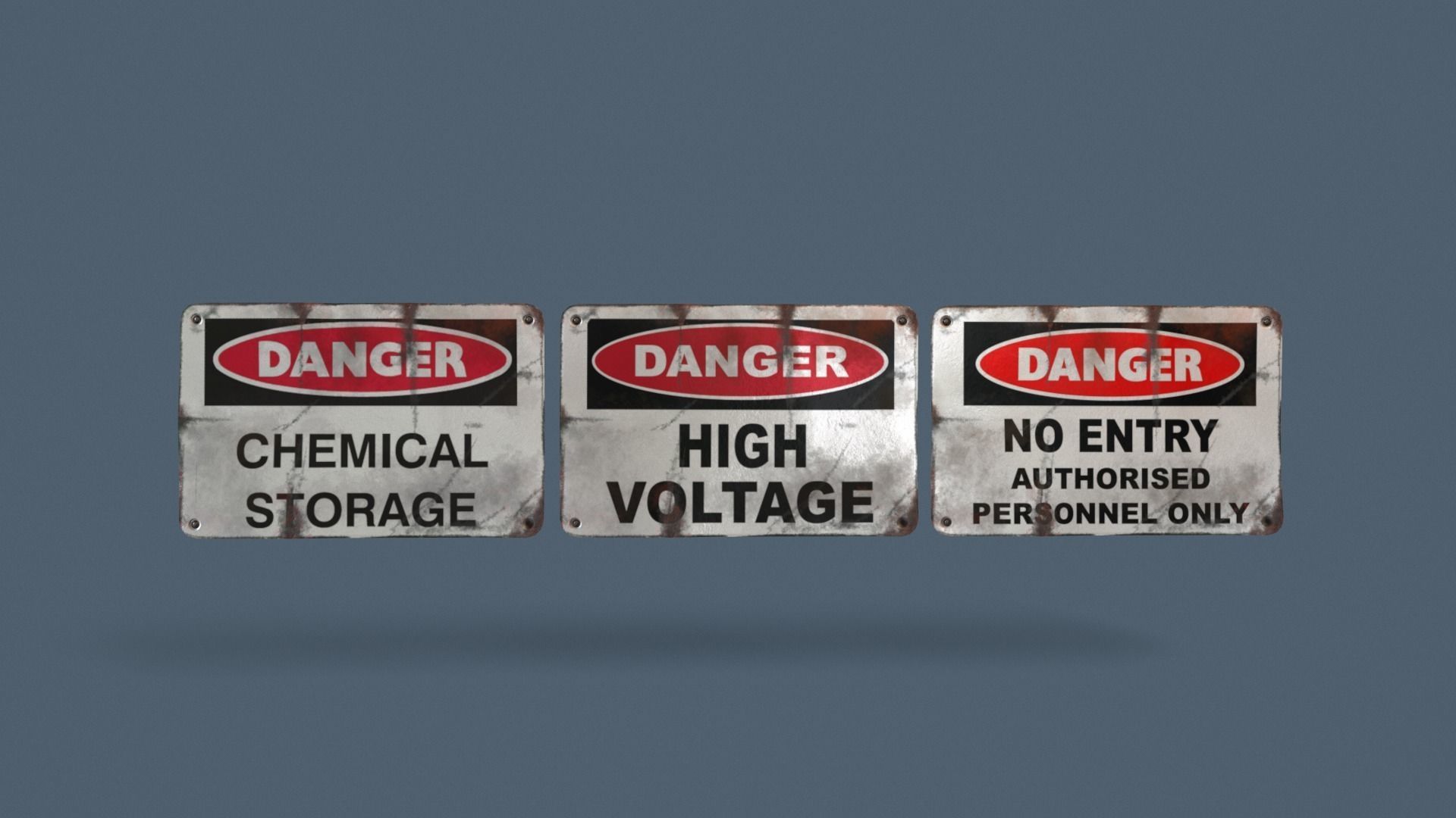 3D model Metal warning signs Common Enviroment Assets VR / AR / low ...