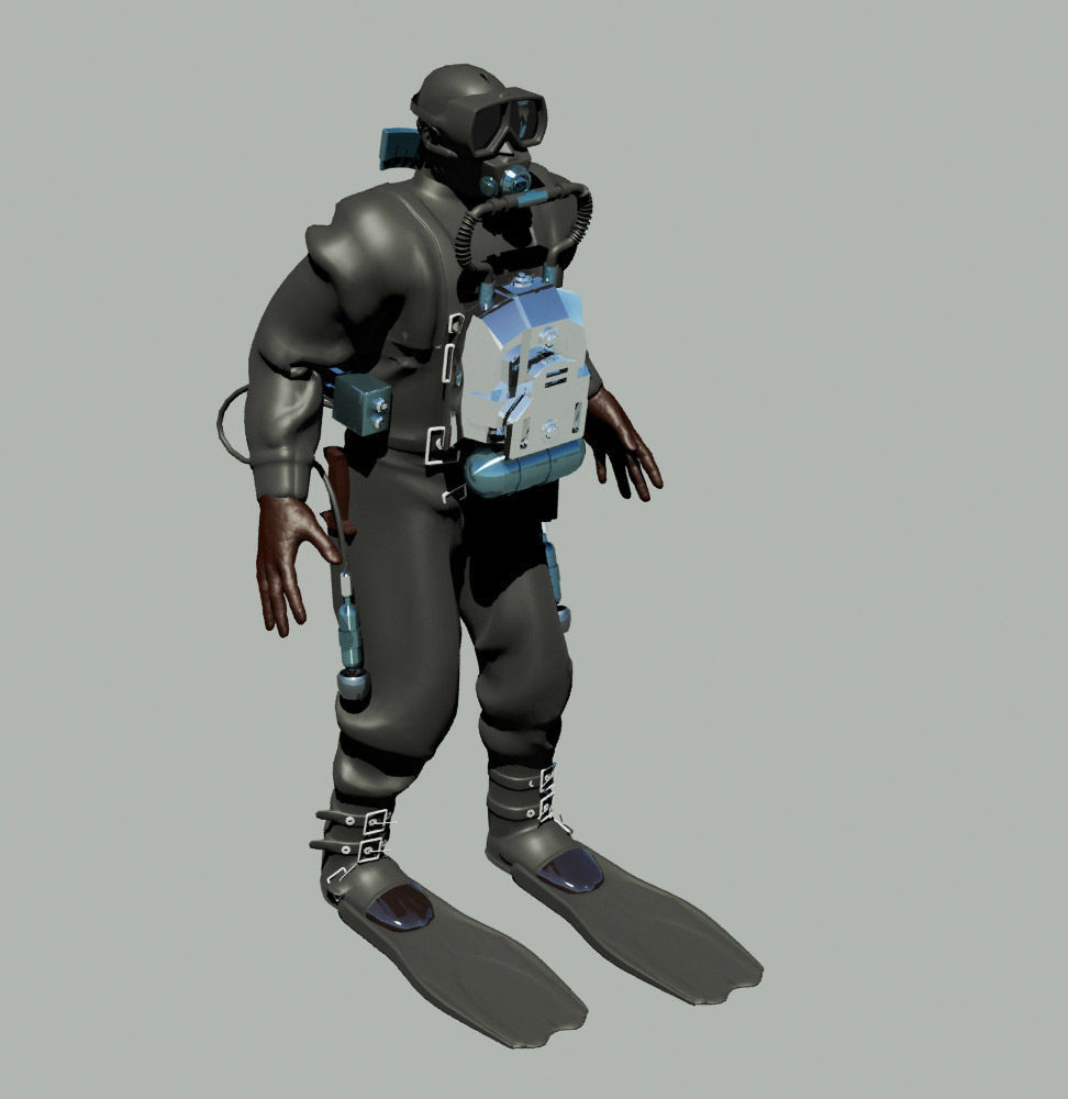 Military frogman 3D model rigged | CGTrader