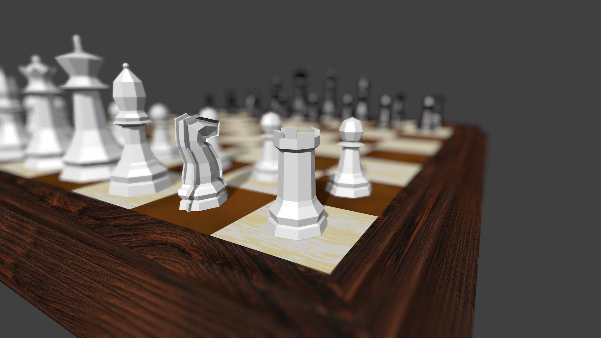 3D model Low Poly Chess Set board with pieces VR / AR / low-poly | CGTrader