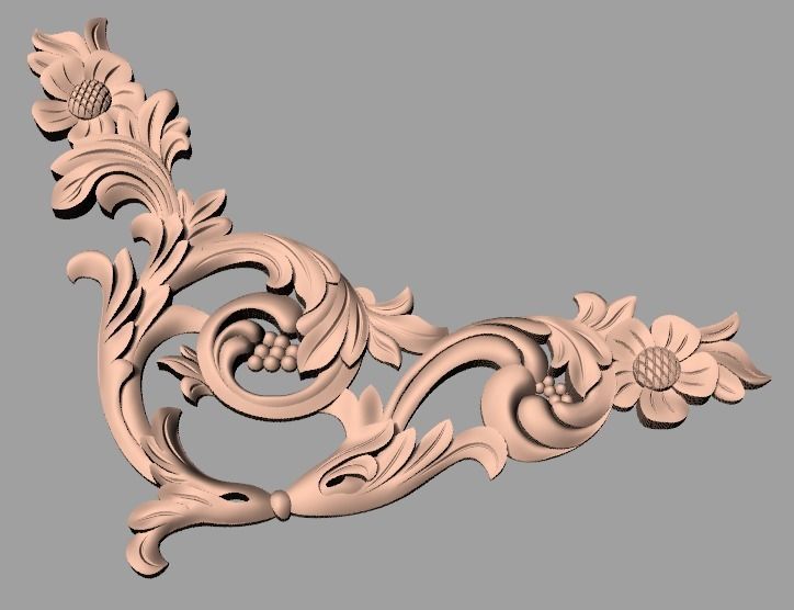 Furniture decorative corner flower 3D STL model for CNC E875 3D model ...