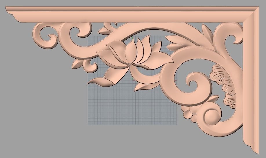 Furniture decorative corner flower 3D STL model for CNC E872 3D model ...
