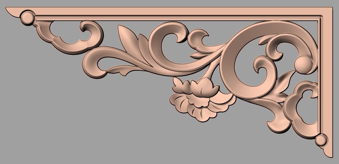 Furniture Decorative Corner Flower 3d Stl Model For Cnc E864 3d Model