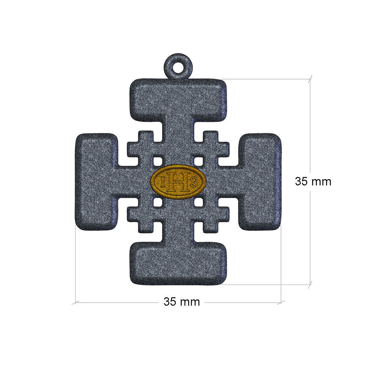 Jerusalem Cross with Jesus monogram IHS 3D model 3D printable | CGTrader