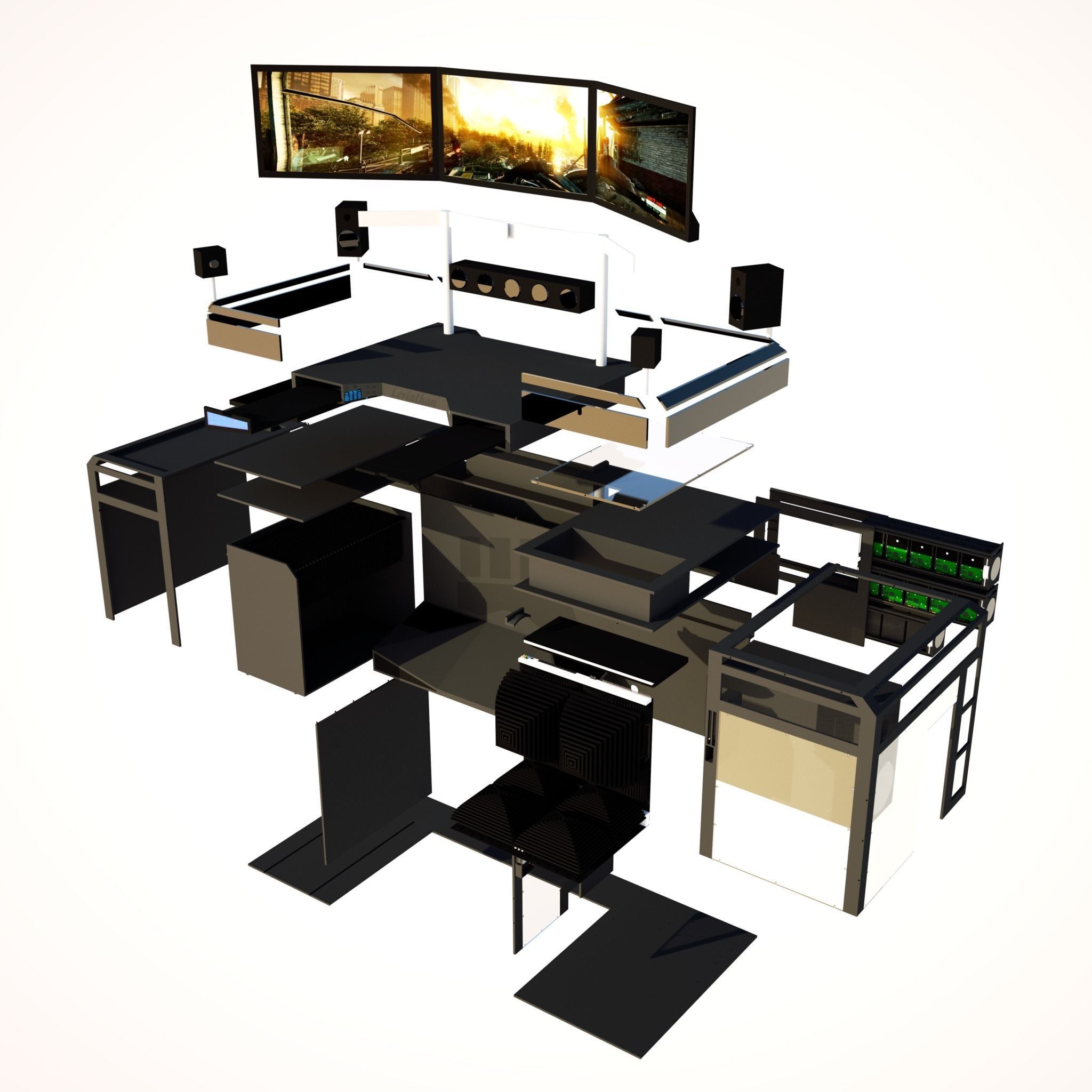Leviathan oil cooled pc desk idea free 3D model | CGTrader