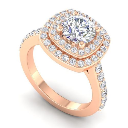 Square Shaped Engagement Ring With Diamonds 9 3D model 3D printable ...