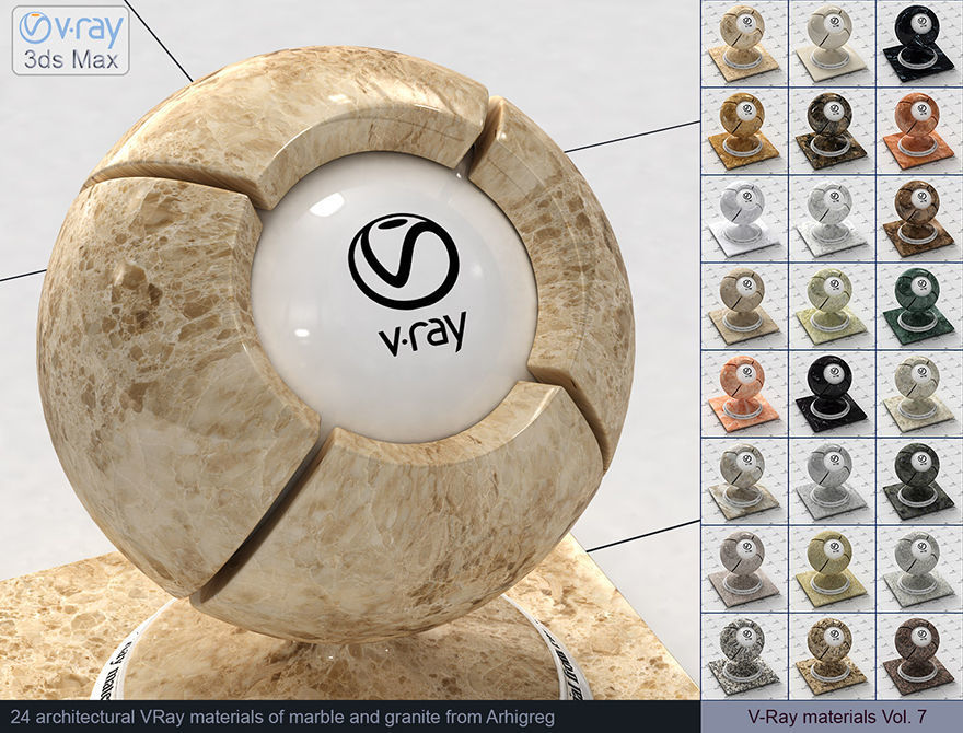 Architectural Vray materials for 3ds Max - Marble Granite 3D model ...