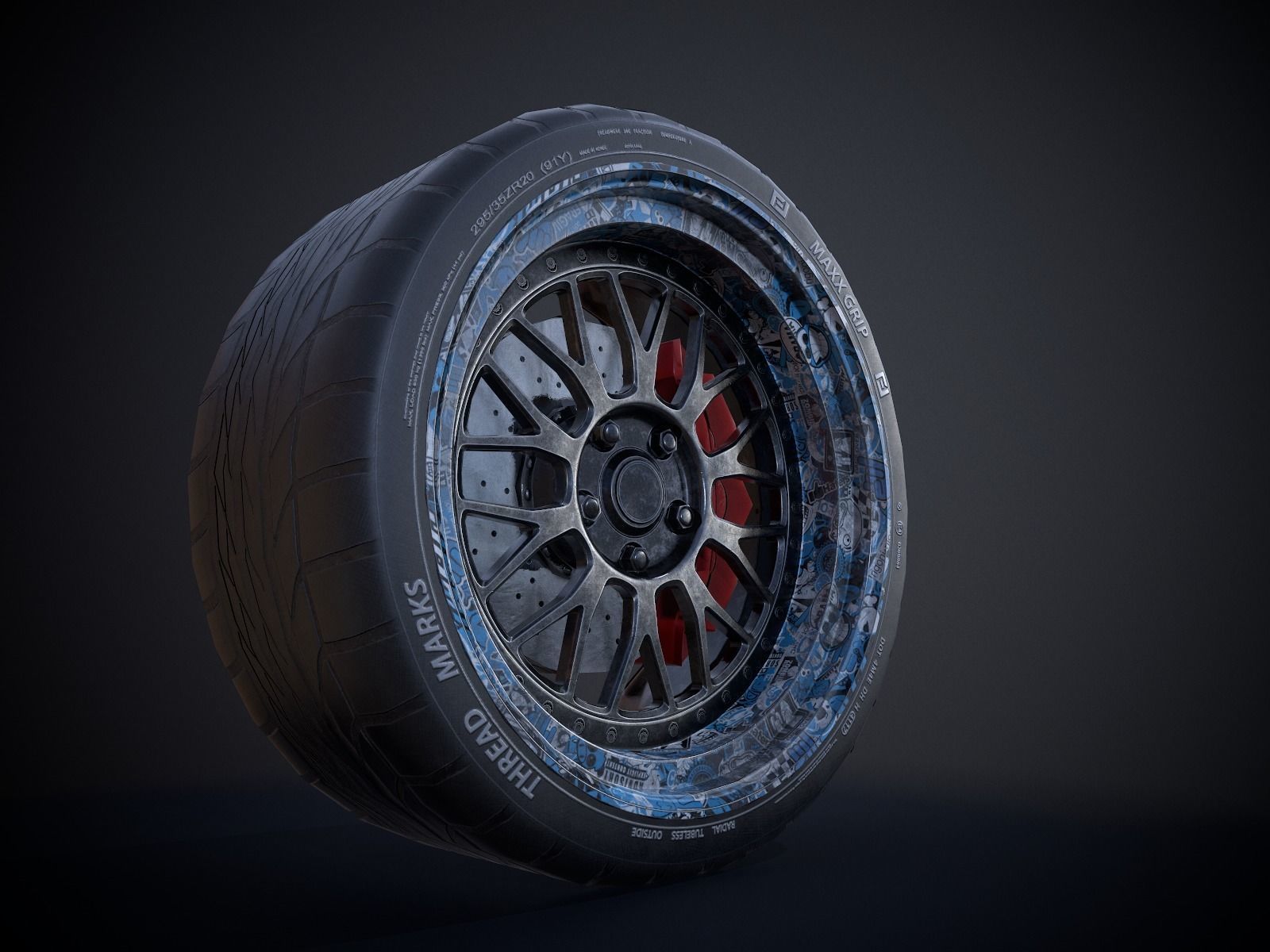 3D model Sticker Bomb rim VR / AR / low-poly | CGTrader