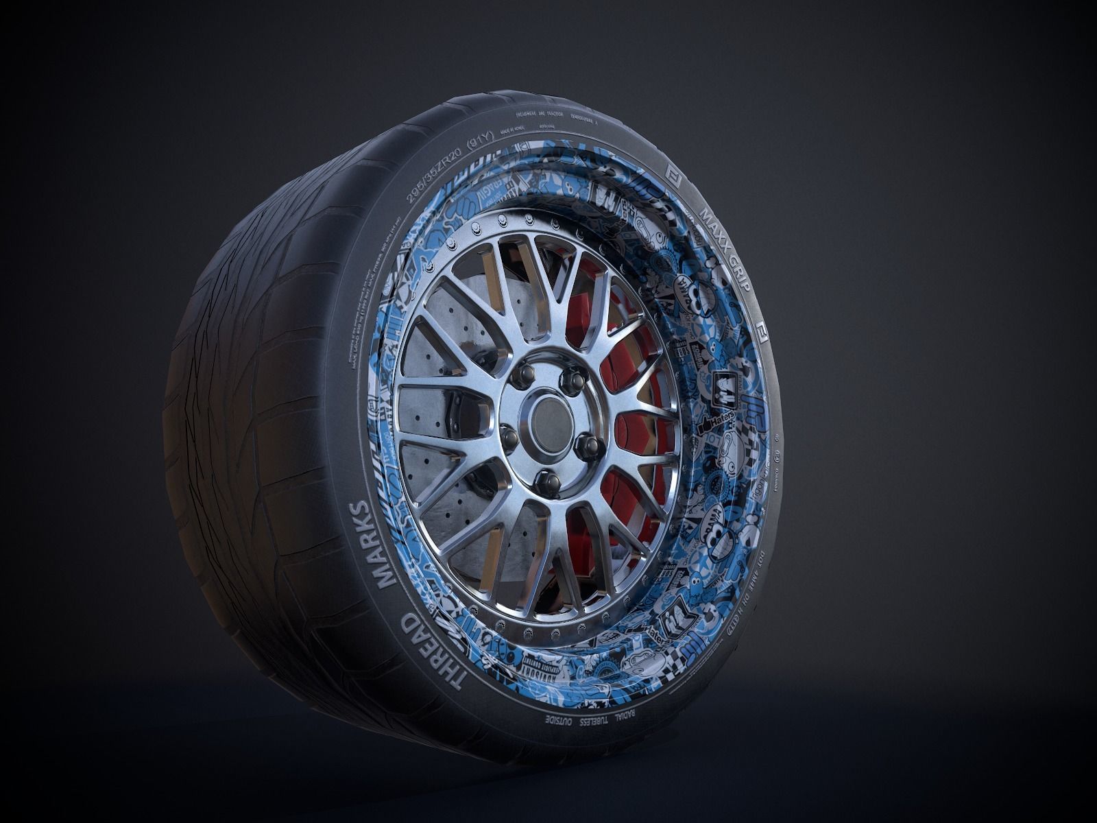 3D model Sticker Bomb rim VR / AR / low-poly | CGTrader