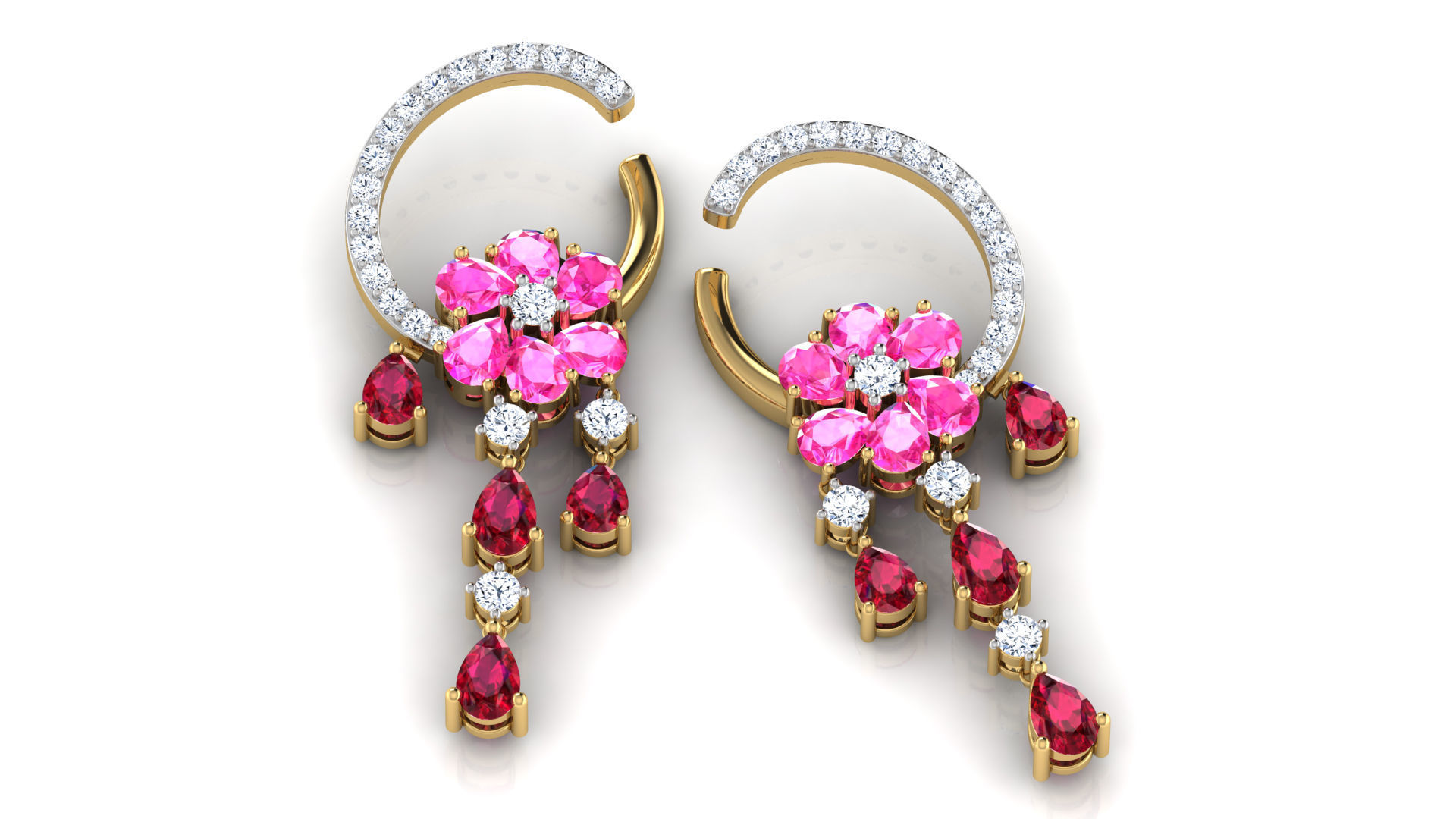 Round Ruby Earring 3D model 3D printable | CGTrader