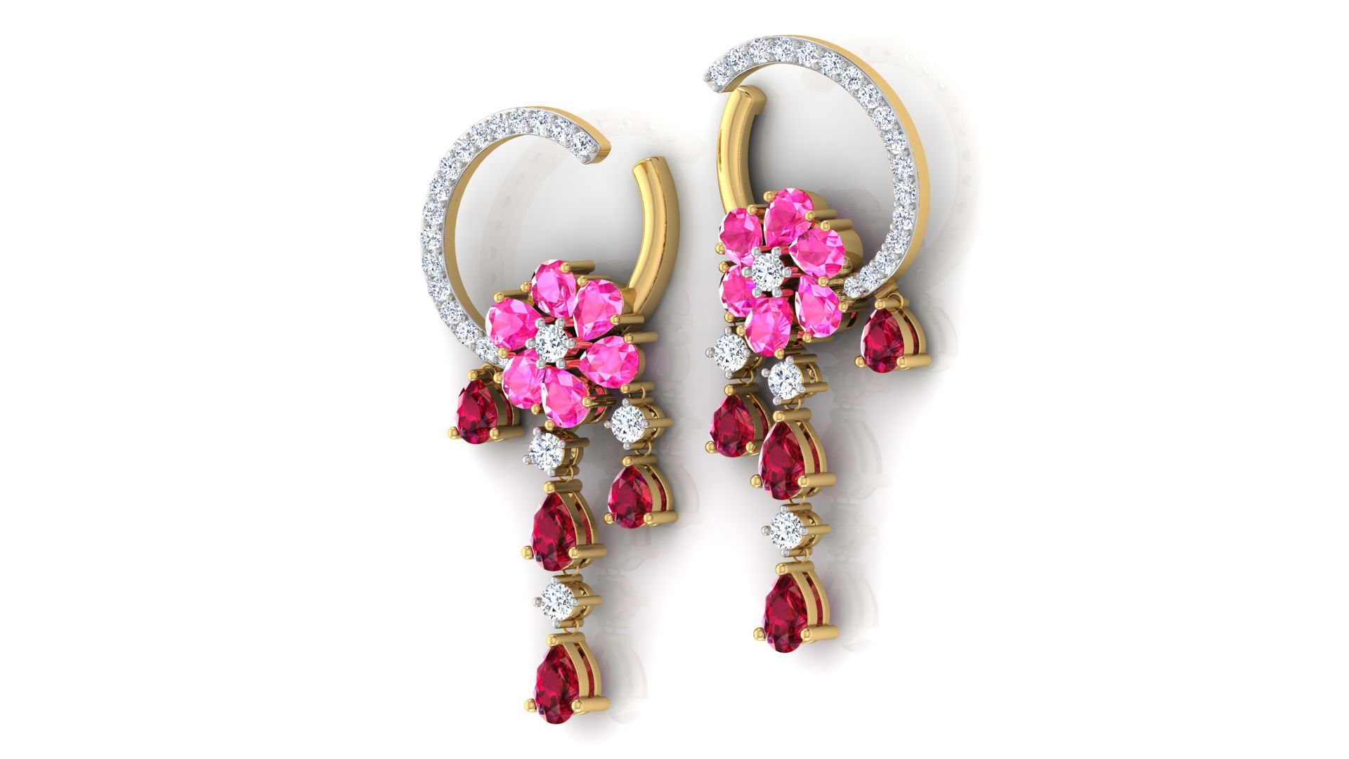 Round Ruby Earring 3D model 3D printable | CGTrader