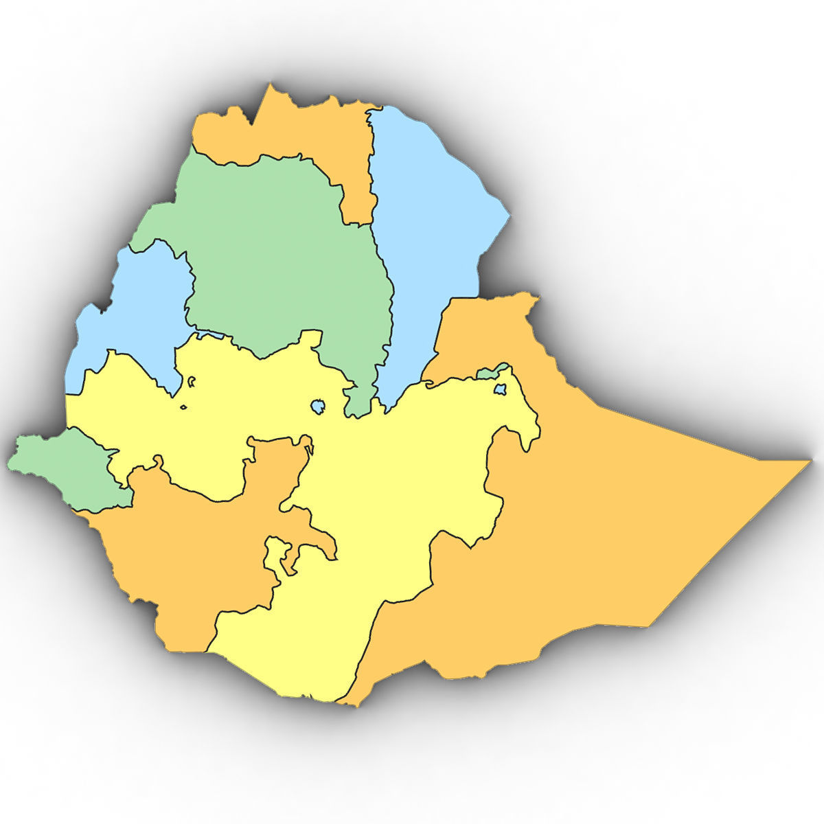 Political Map of Ethiopia 3D model | CGTrader
