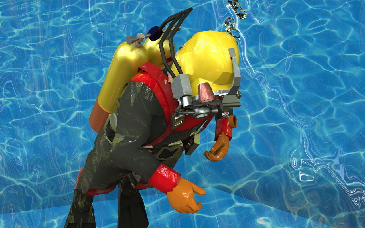 Diver scuba in pool free 3D model | CGTrader