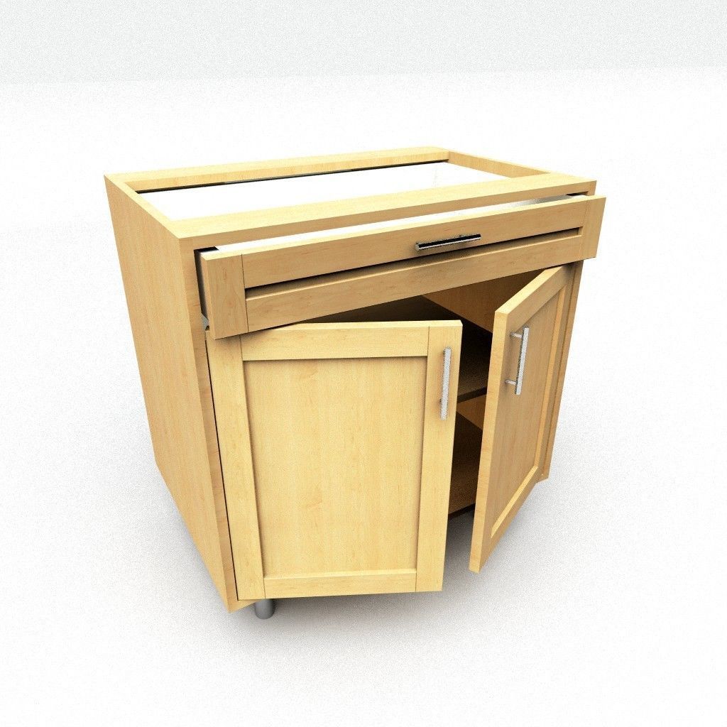 Kitchen Double Base Unit - Rustic Beech Panels - for archviz 3D model ...