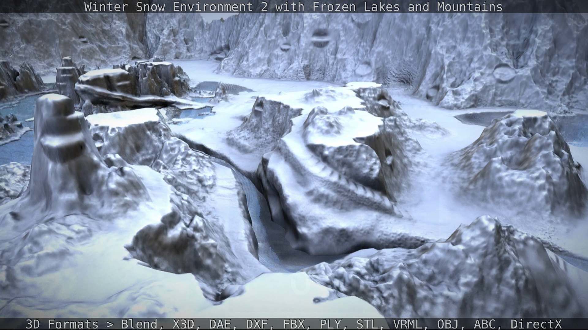 3D model Winter Snow Environment 2 With Frozen Lakes And Mountains VR ...