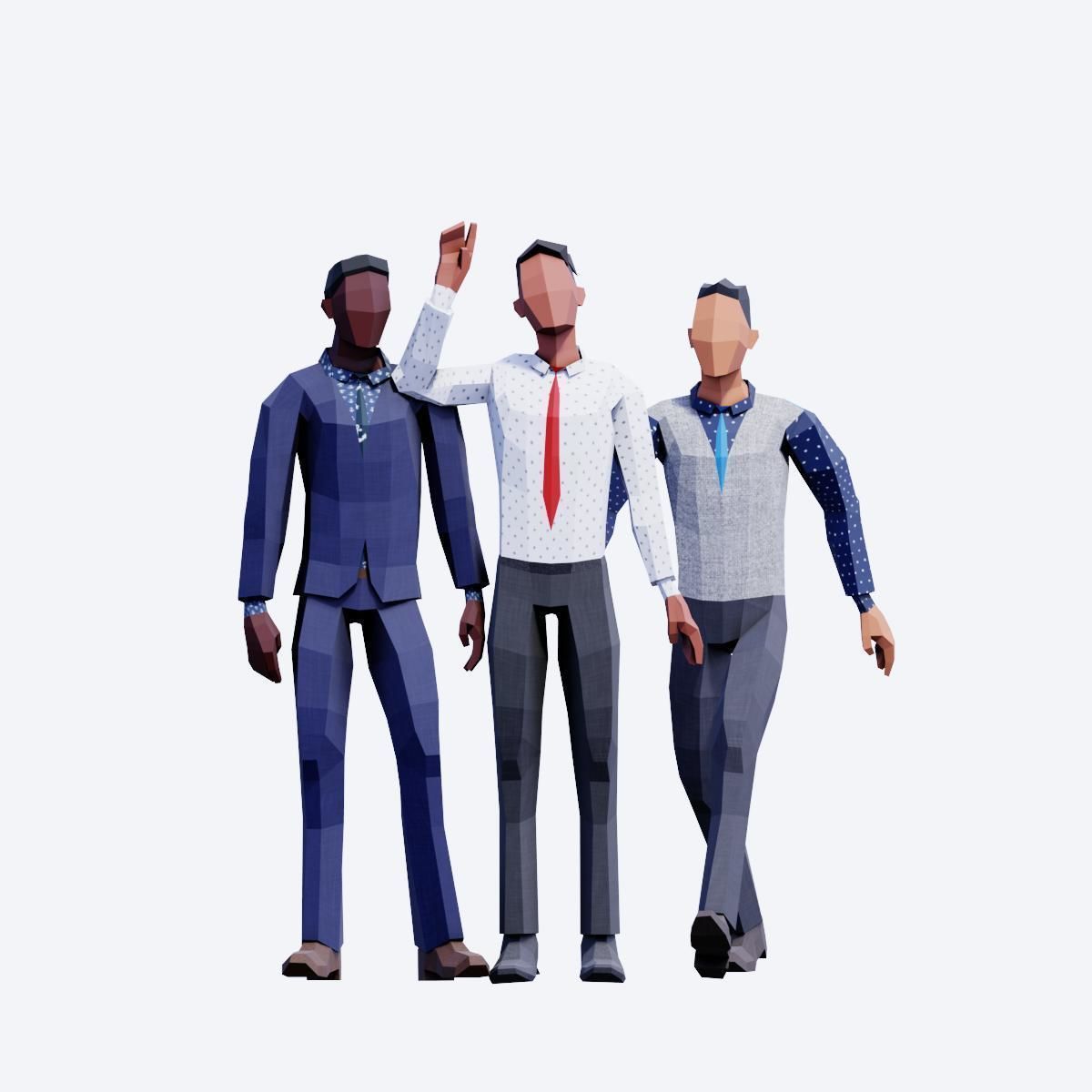 3D model Business Men Low Poly Posed People Pack VR / AR / low-poly ...