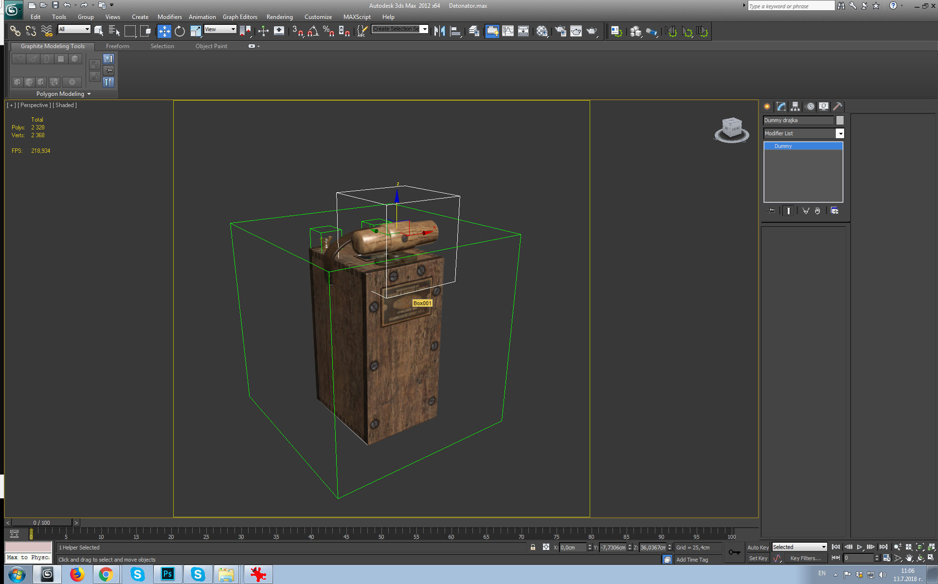 3D model Detonator wooden box with light VR / AR / low-poly rigged ...
