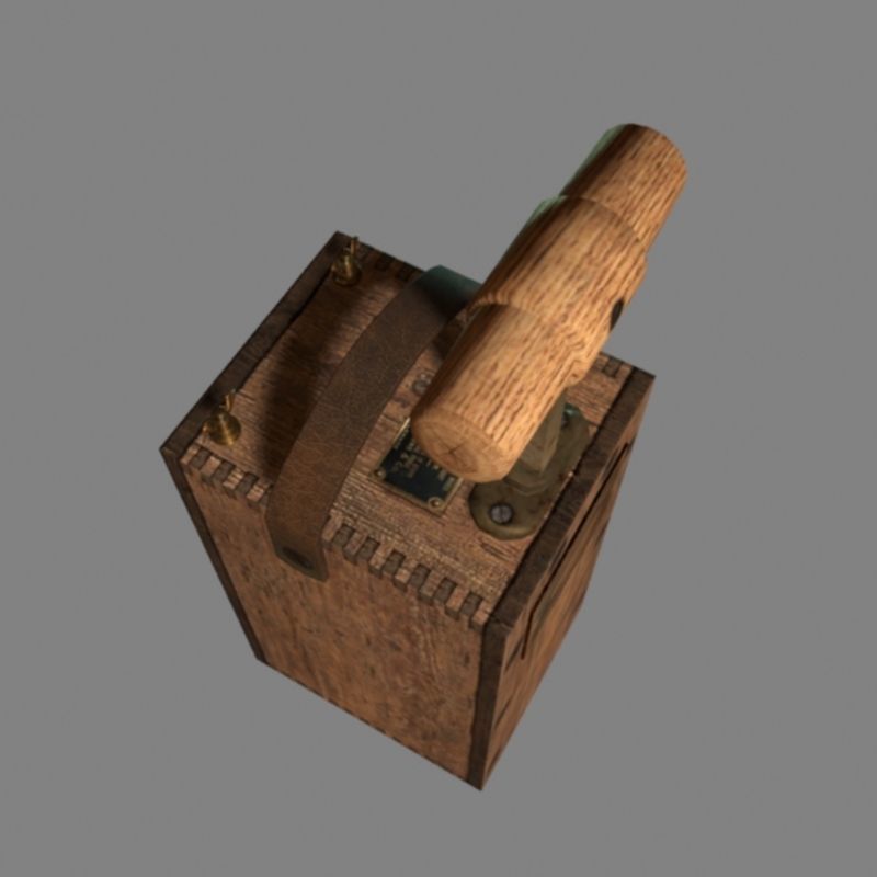 3D model Detonator wooden box with light VR / AR / low-poly rigged ...