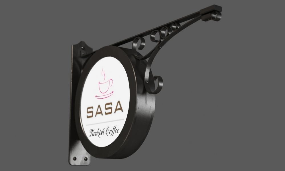 Round illuminated Wrought Iron Sign Board 3D model | CGTrader