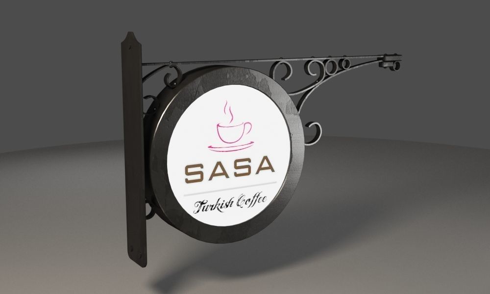 Round illuminated Wrought Iron Sign Board 3D model | CGTrader