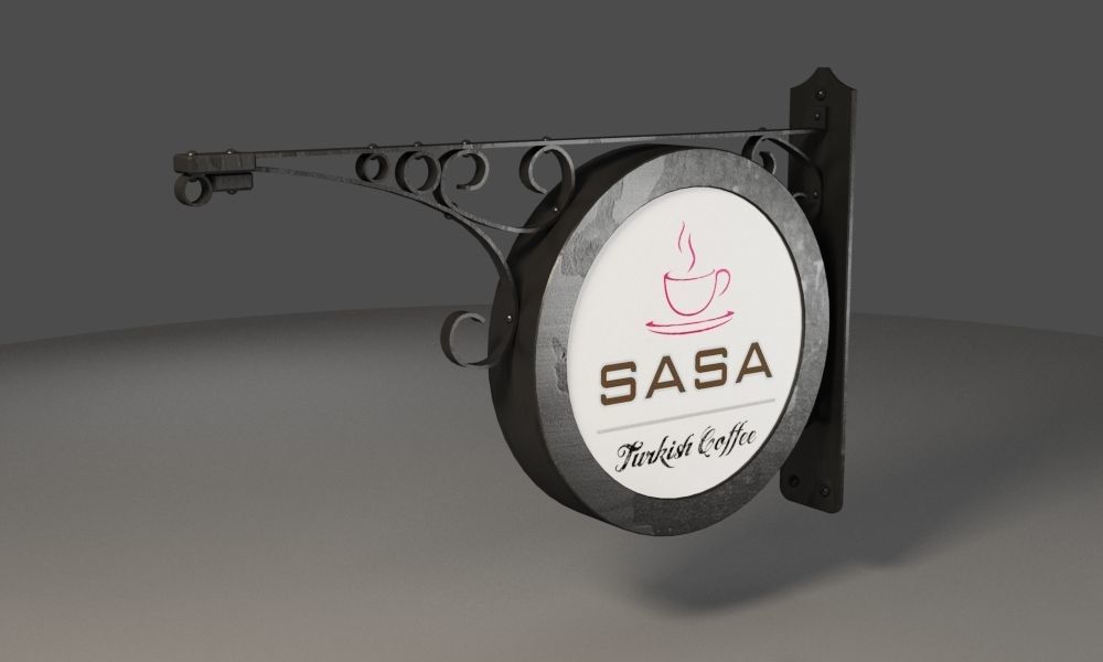 Round illuminated Wrought Iron Sign Board 3D model | CGTrader