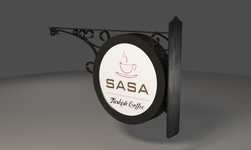 Round illuminated Wrought Iron Sign Board 3D model | CGTrader