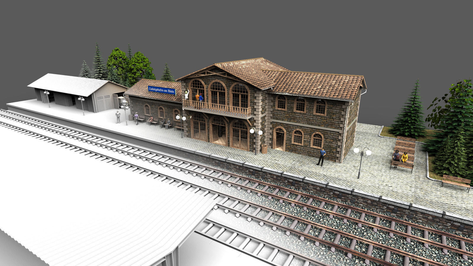 Railway station 3D model | CGTrader