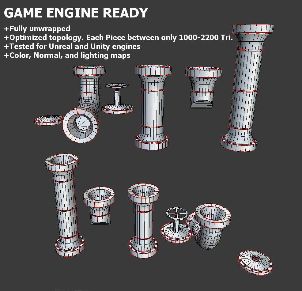 3D model Modular Pipes system -Gameready VR / AR / low-poly | CGTrader