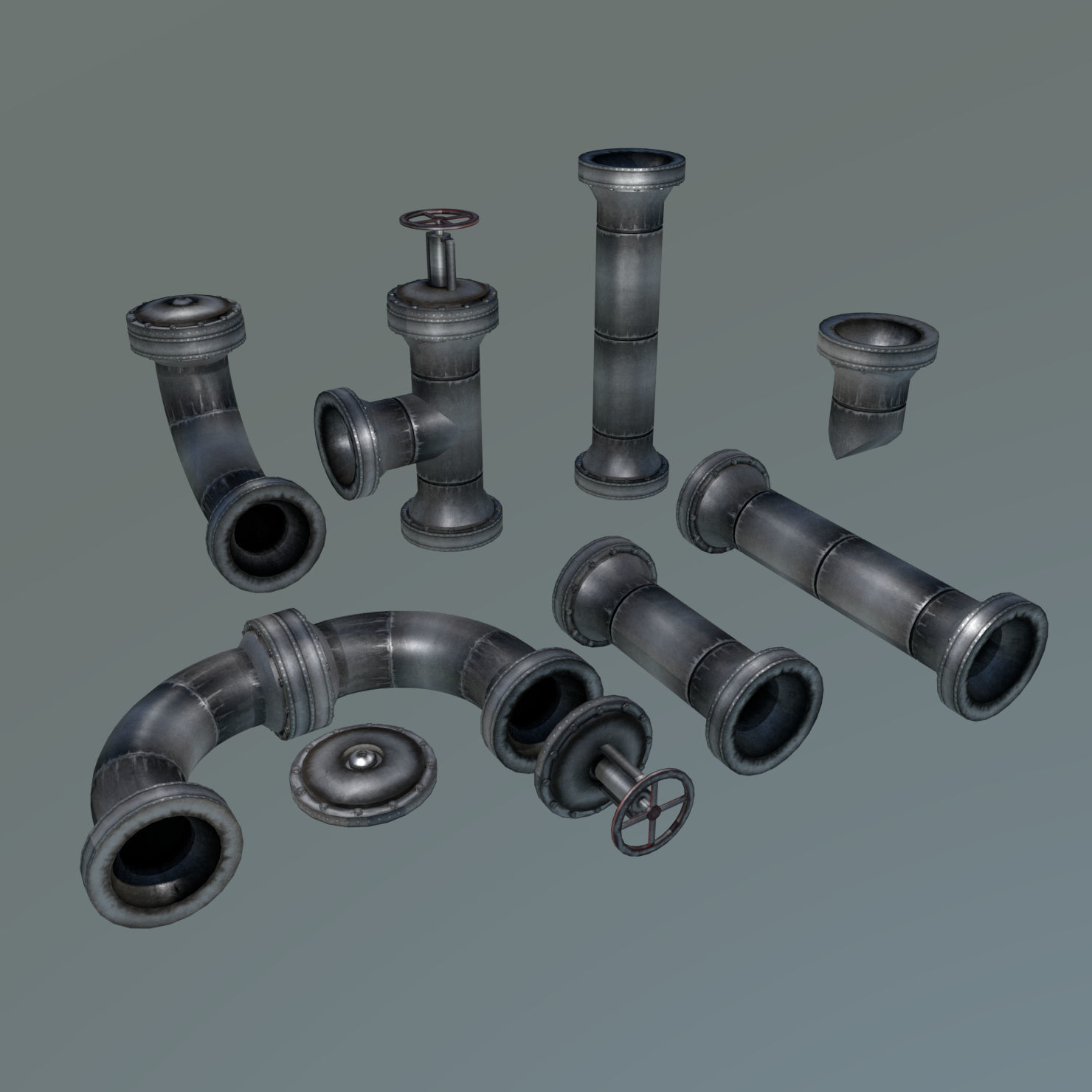 3D model Modular Pipes system -Gameready VR / AR / low-poly | CGTrader