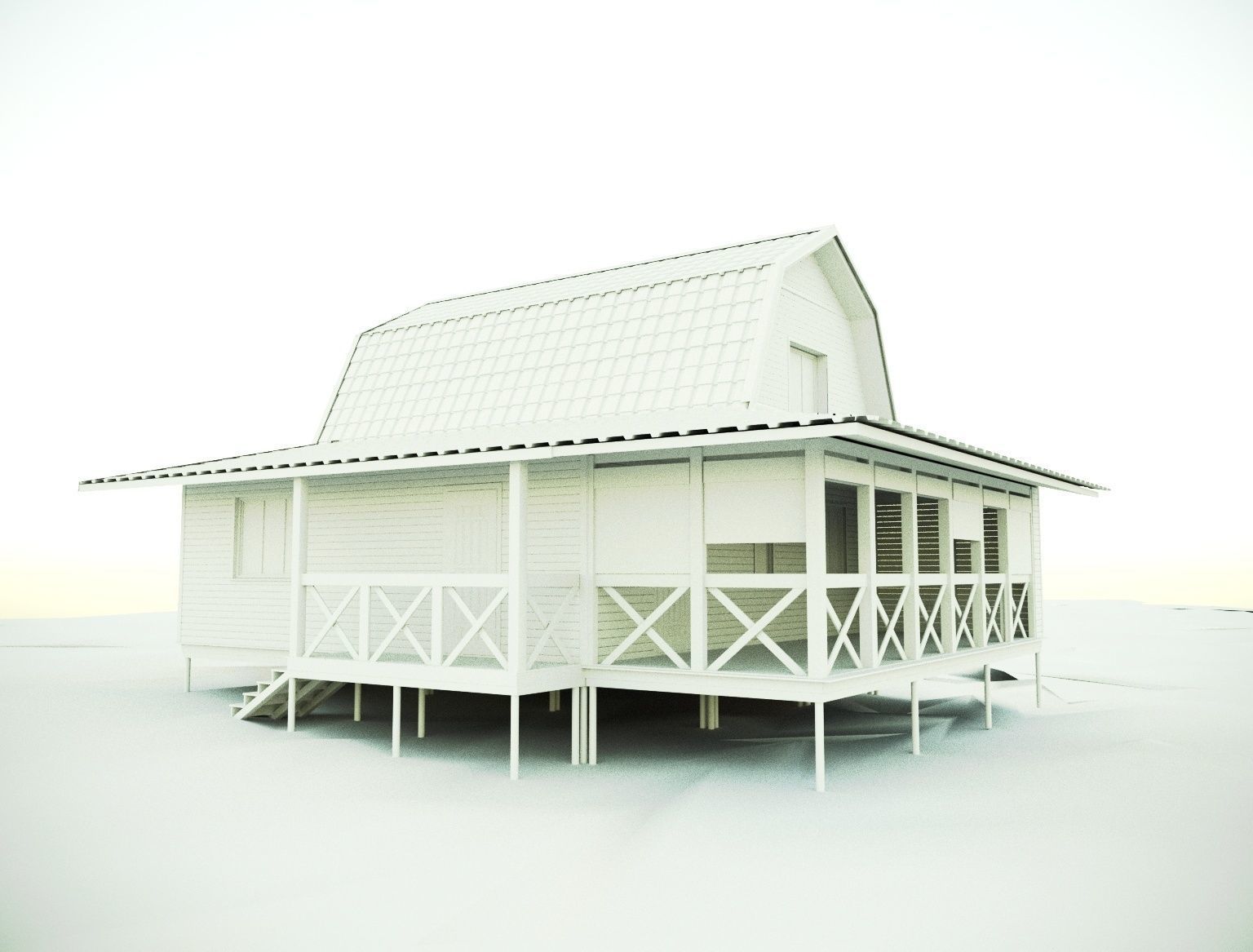 Wooden house on stilts 3D model | CGTrader
