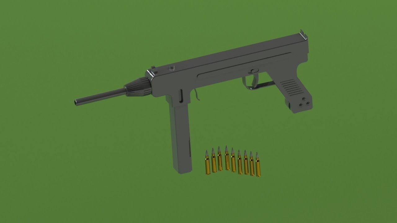Madsen M50 machine gun free 3D model | CGTrader