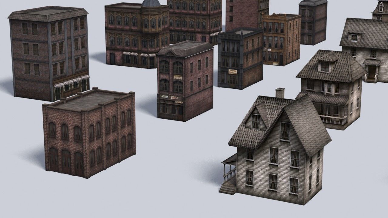 3D model Victorian Old Style Low Poly Buildings Collection VR / AR / low-poly | CGTrader