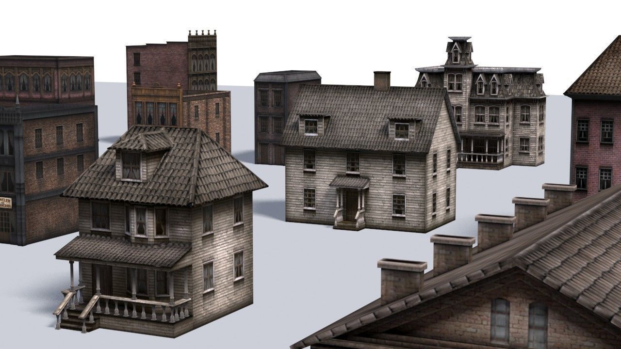 3D model Victorian Old Style Low Poly Buildings Collection VR / AR ...