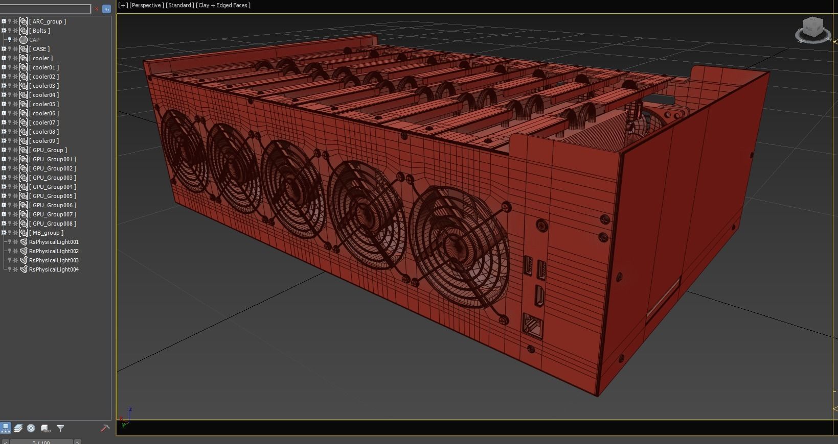 mining case with GPU inside 3D model | CGTrader