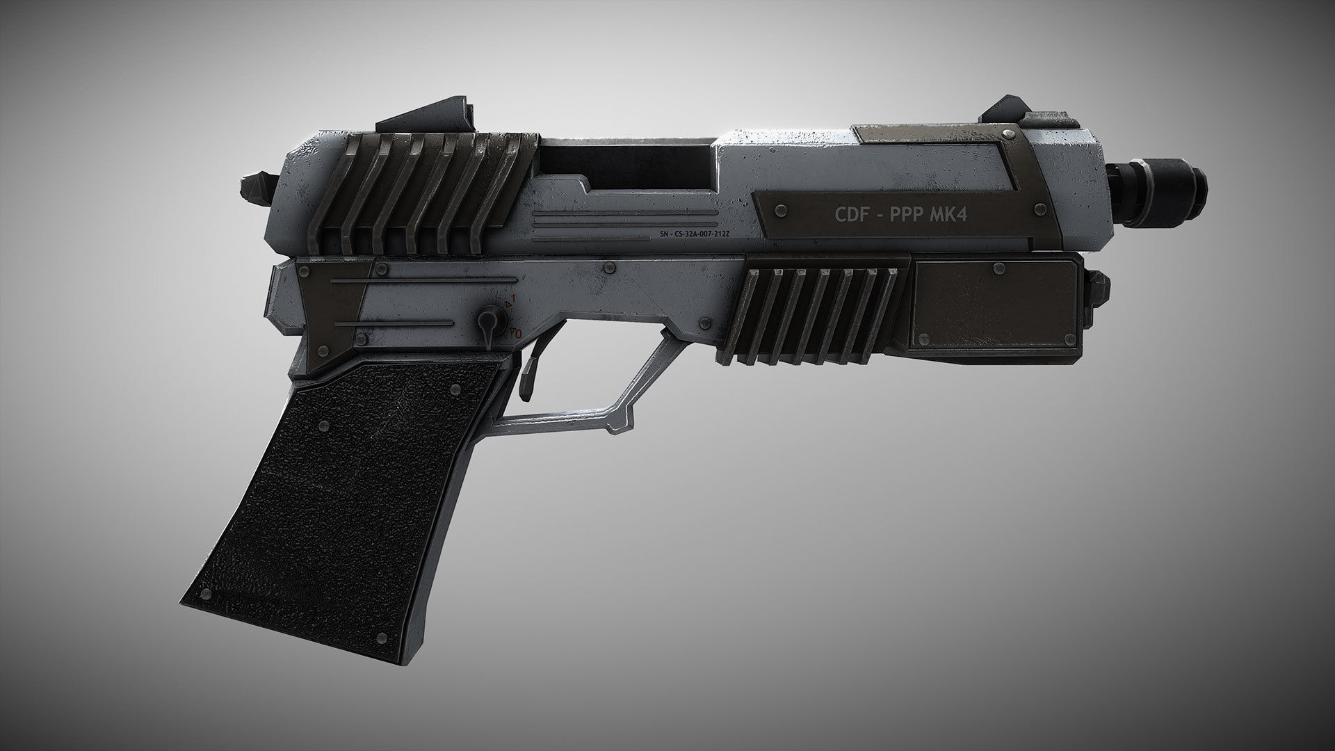 3D model Sci-fi Futuristic Assault Pistol VR / AR / low-poly rigged ...
