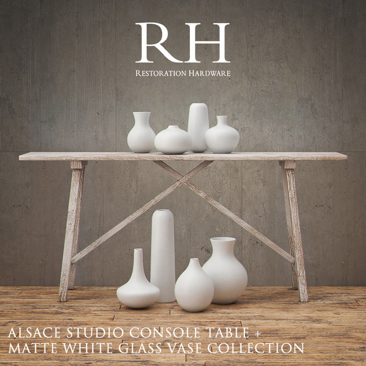 RH ALSACE Studio Console Table with Vase Collection 3D model | CGTrader