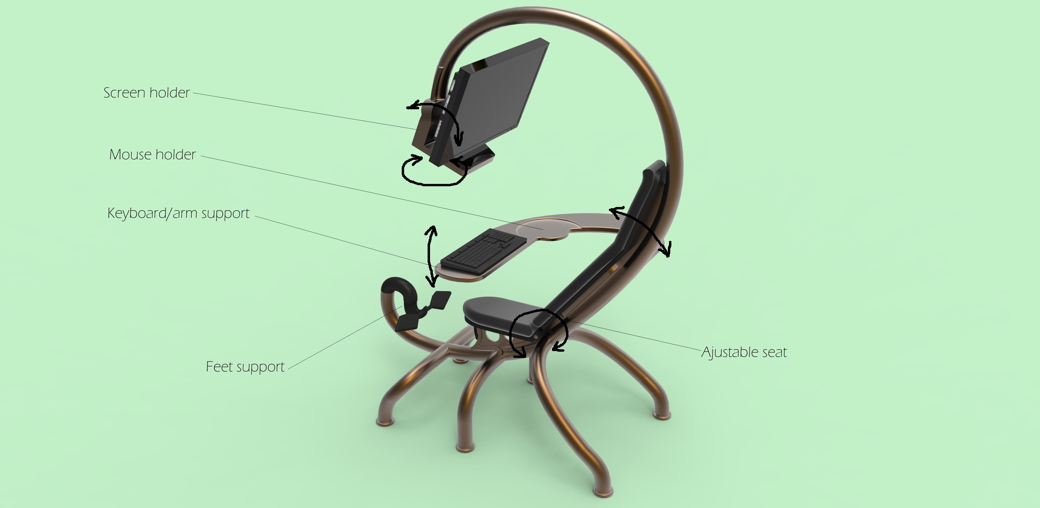 Scorpio chair with laptop free 3D model | CGTrader