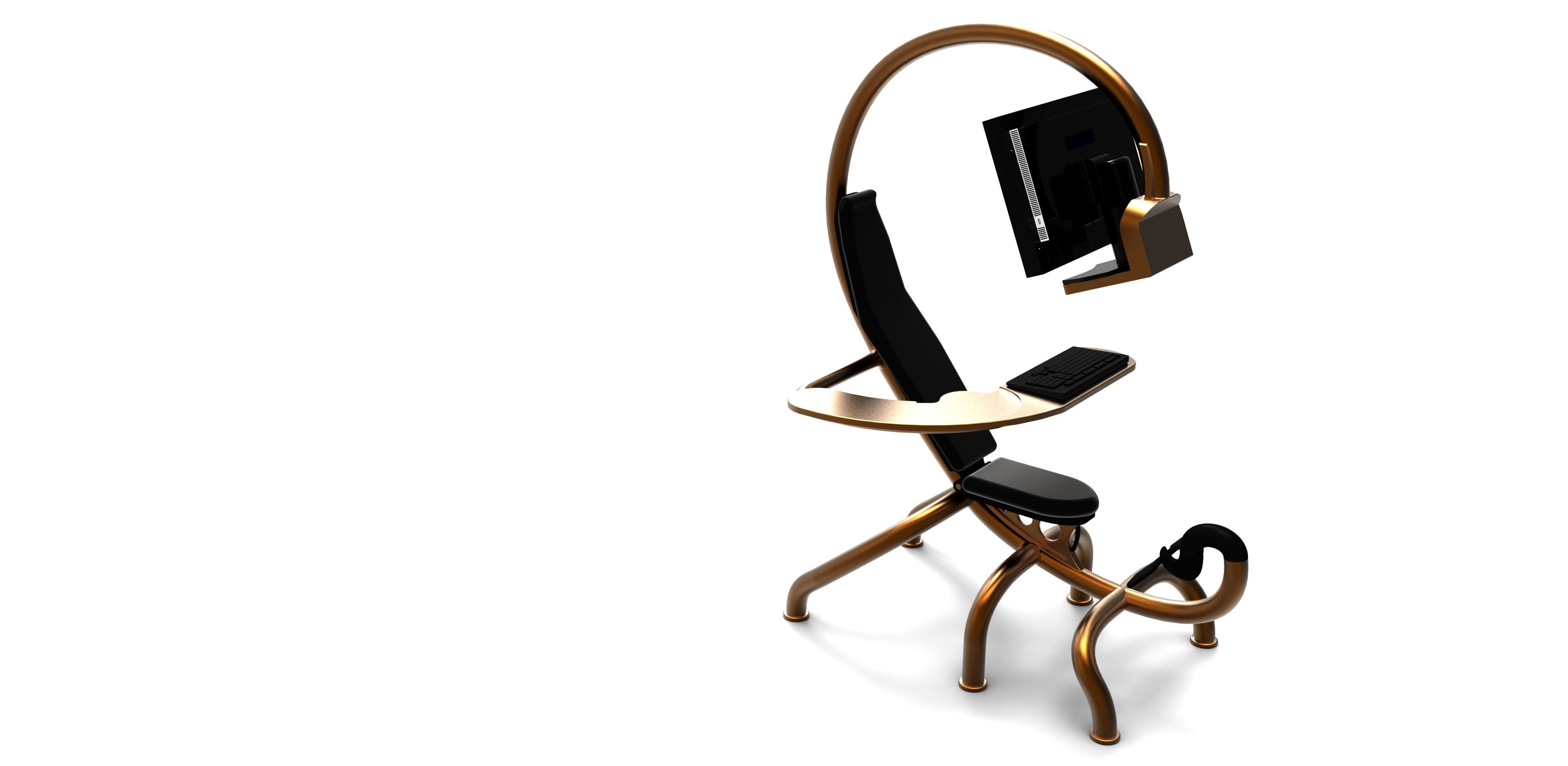 Scorpio chair with laptop free 3D model | CGTrader
