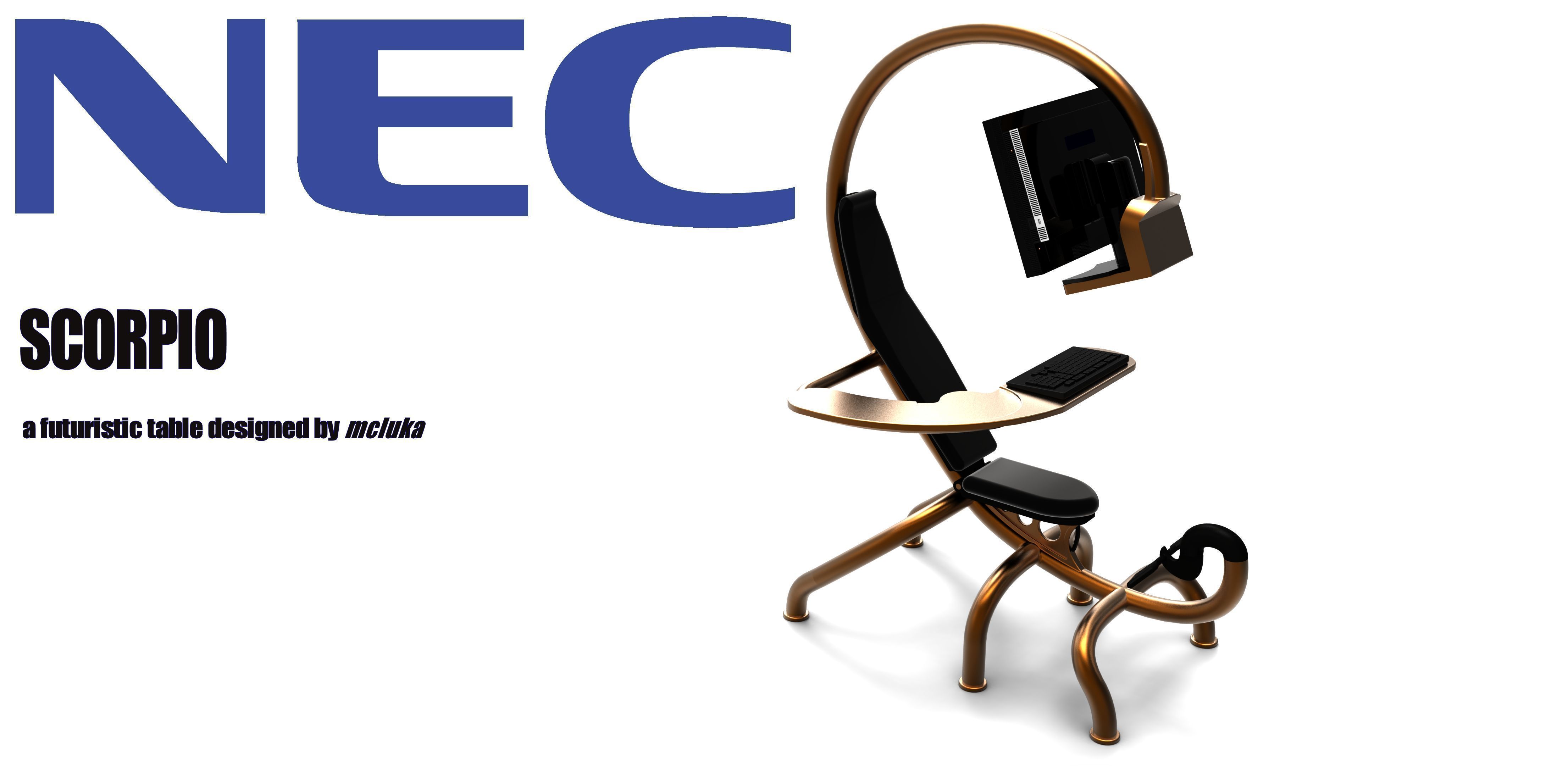 Scorpio chair with laptop free 3D model | CGTrader