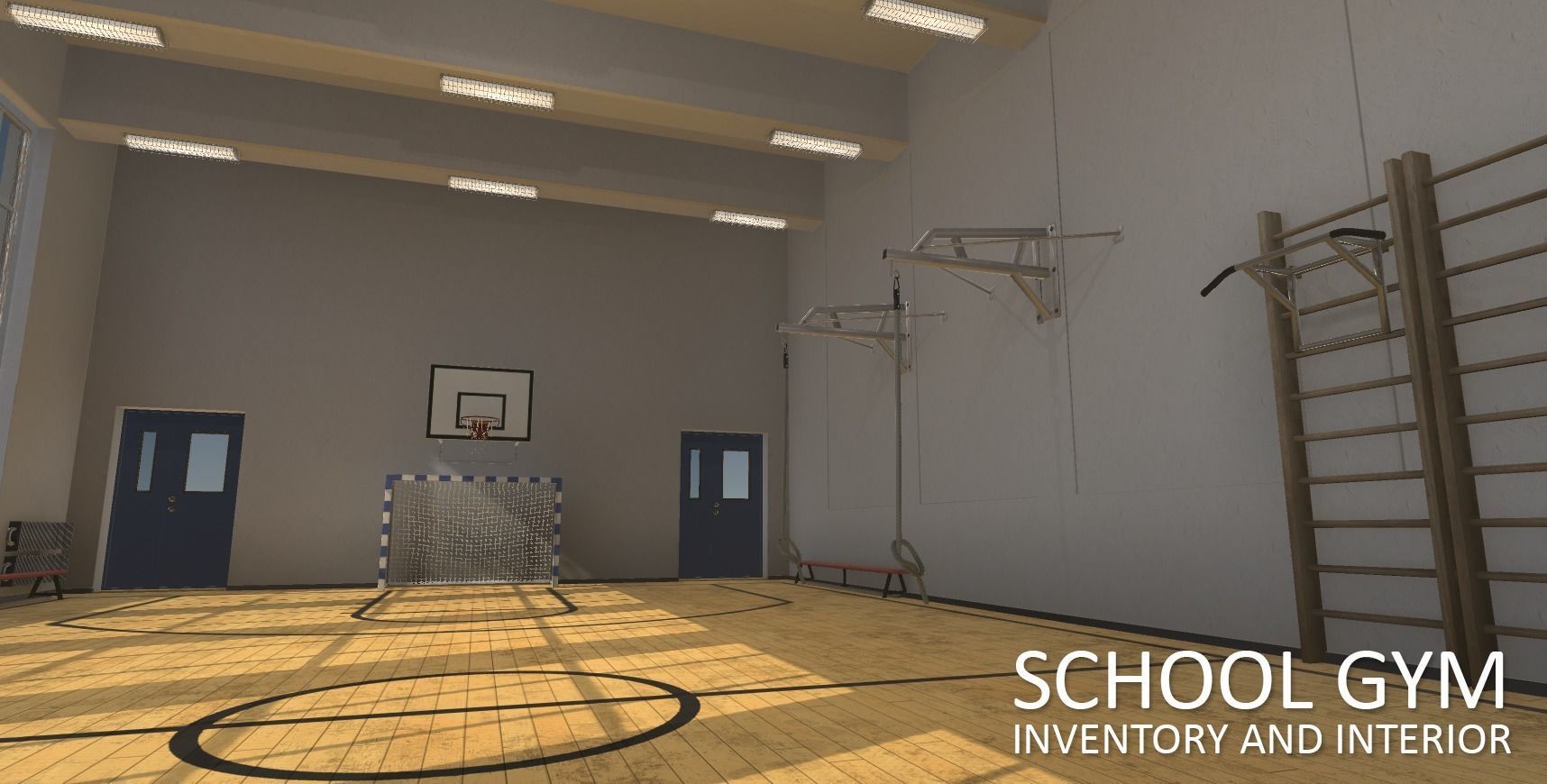 3D model School gym - inventory and interior VR / AR / low-poly | CGTrader