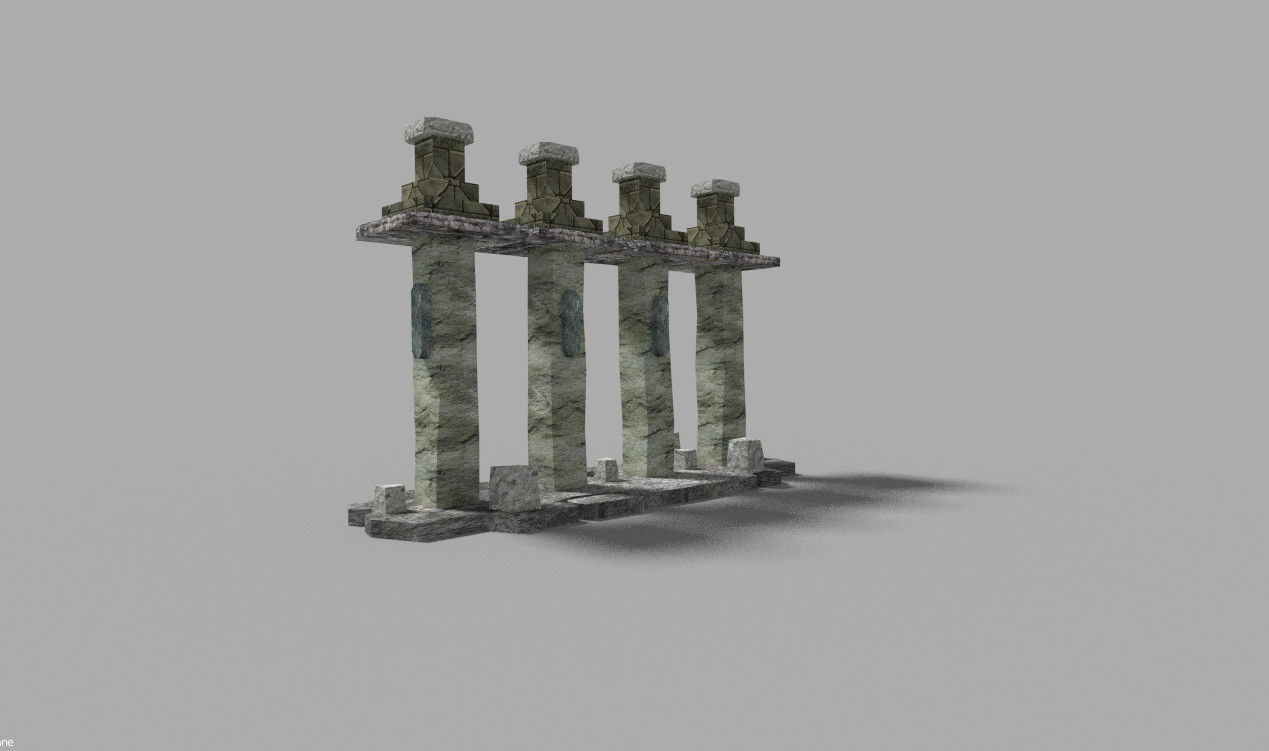 3D model low poly temple pillar 4 VR / AR / low-poly | CGTrader