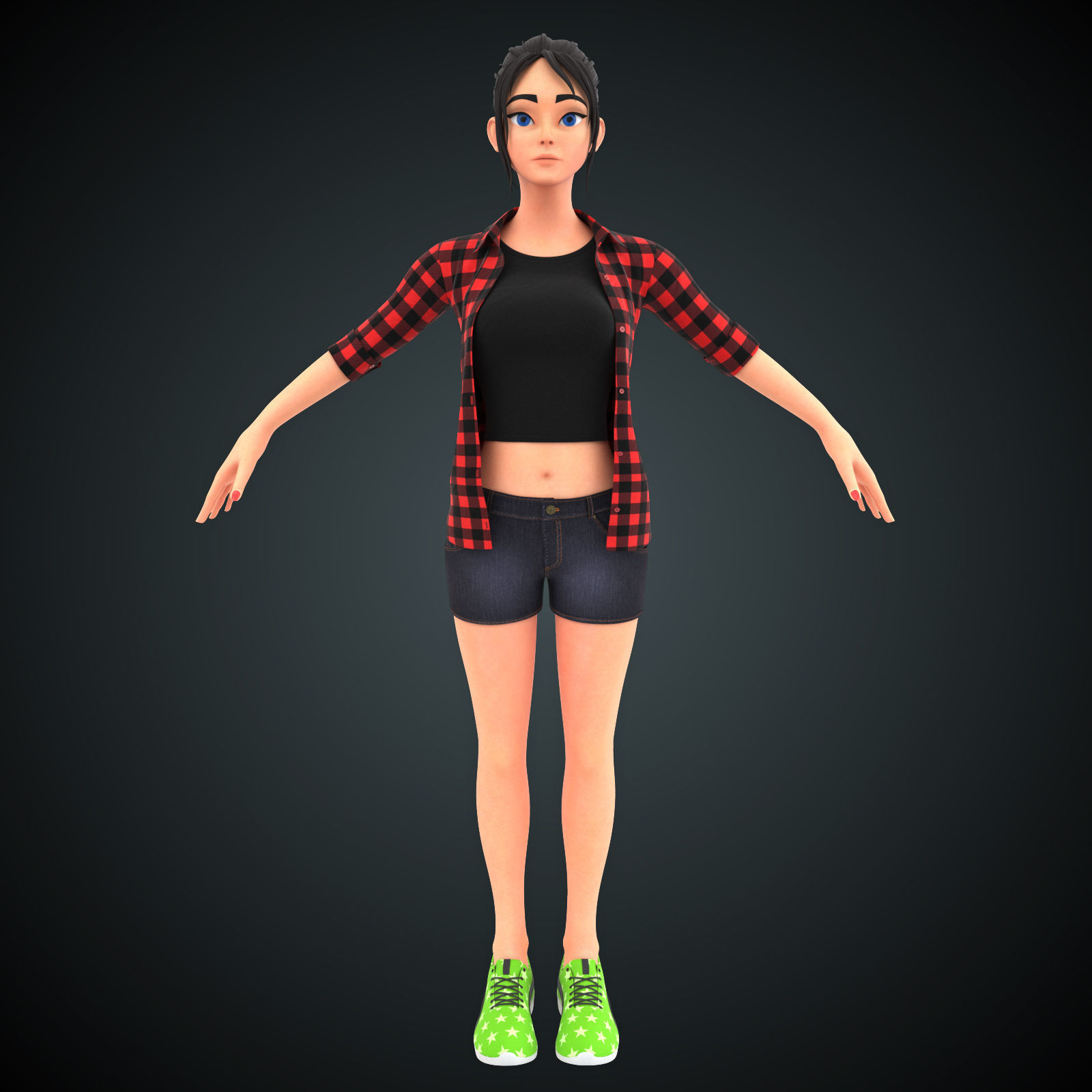 3D model Stylized Cartoon Girl VR / AR / low-poly | CGTrader