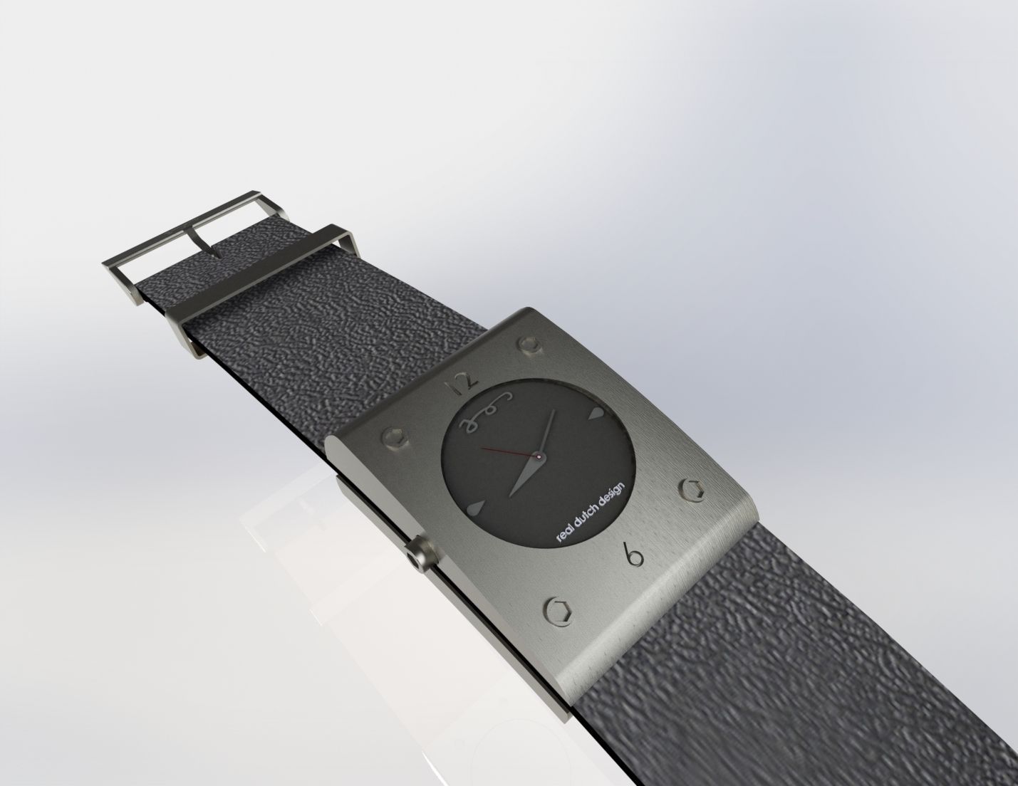 Steel watch with leather band 3D model | CGTrader