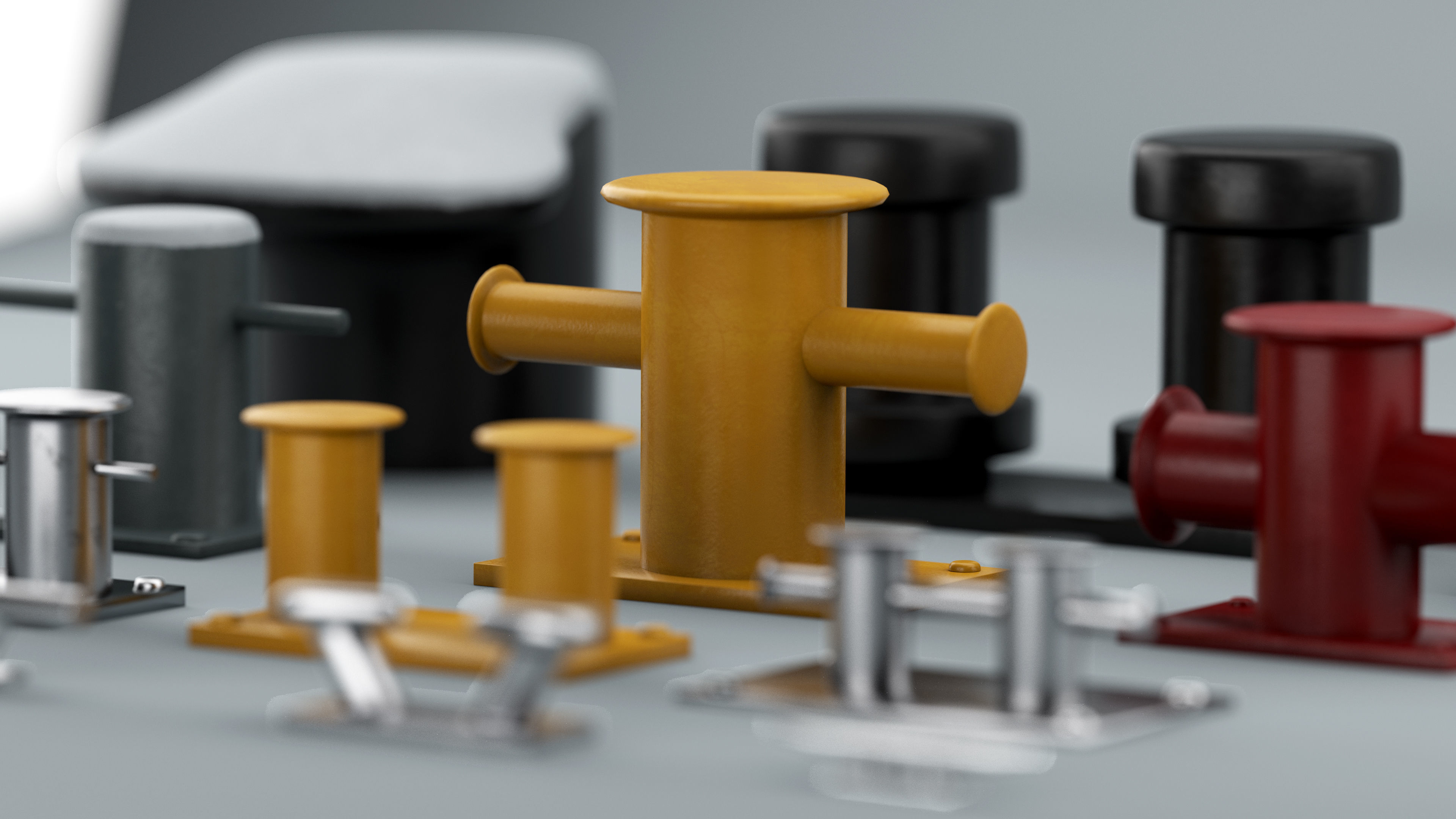 3D model Set of Sea Bollards for ship and yachts and marine pier VR ...