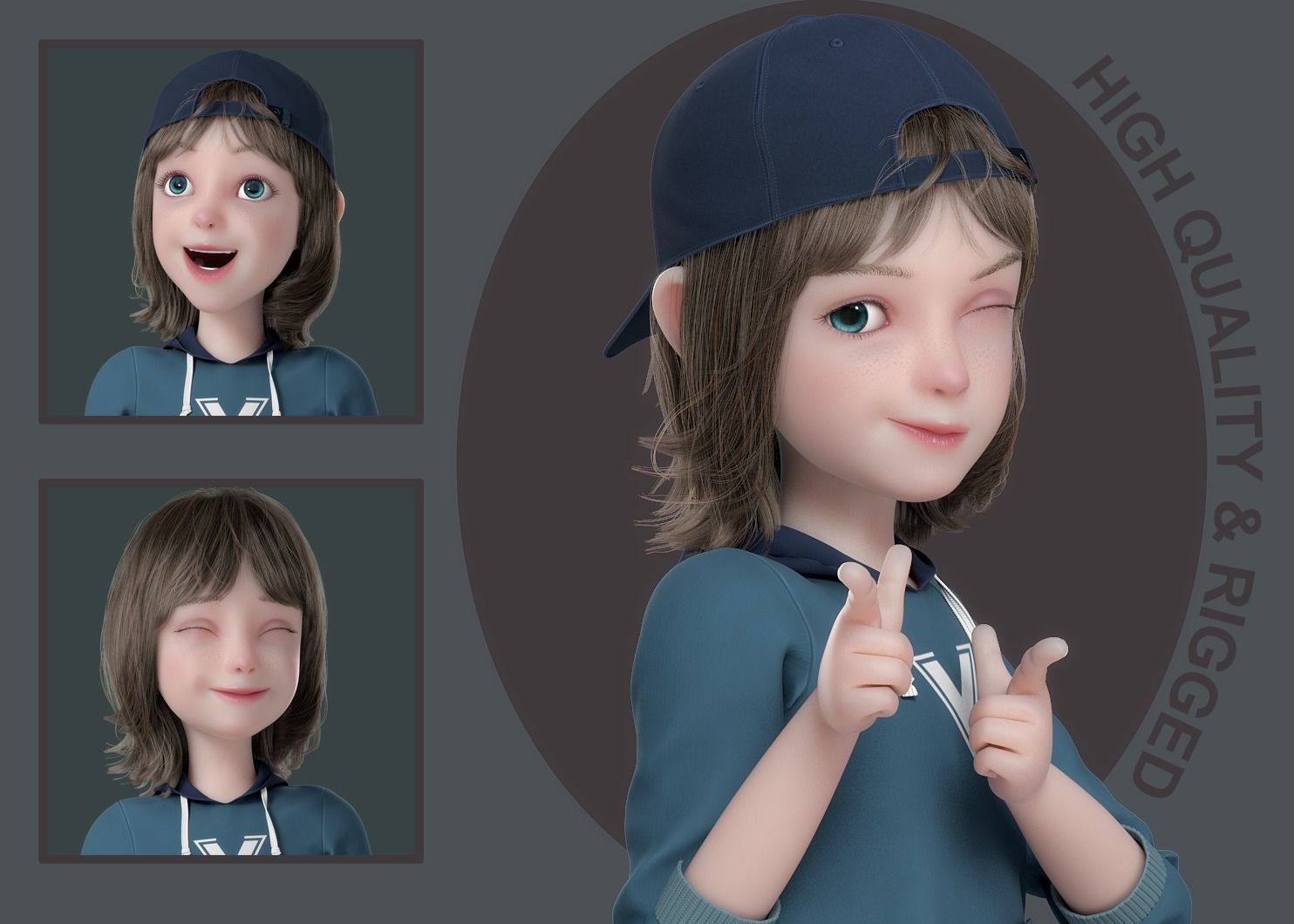 Cartoon Boy Rigged 3D model rigged | CGTrader