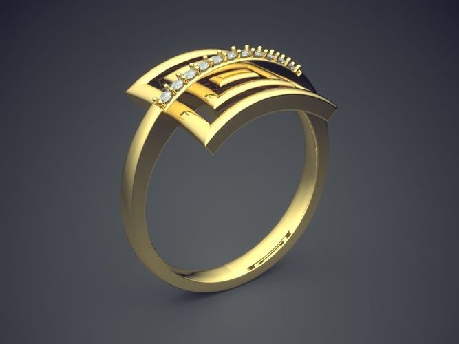 Ring With Small Diamonds CAD-5743 3D model 3D printable | CGTrader