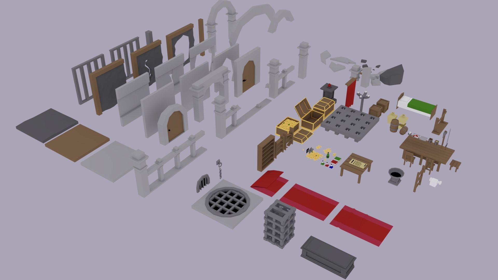 Free Low-poly dungeon assets free VR / AR / low-poly 3D model | CGTrader