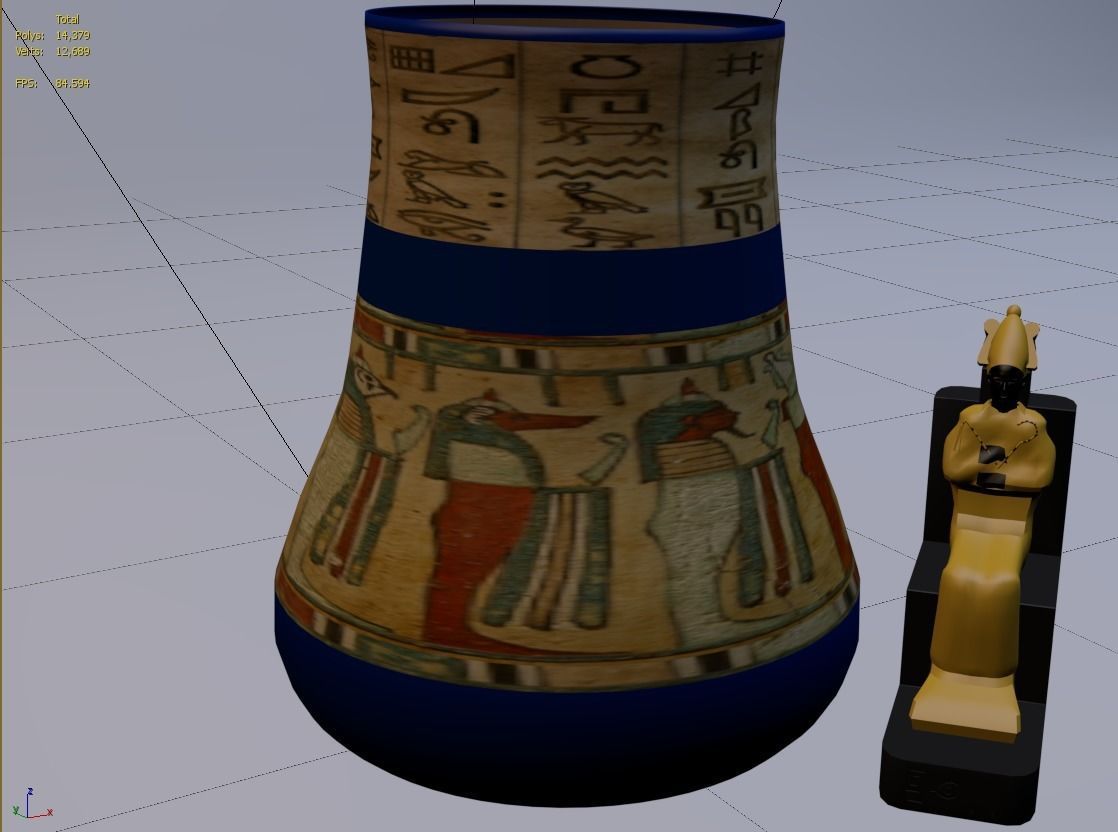 Osiris Statue and Vase free 3D model | CGTrader