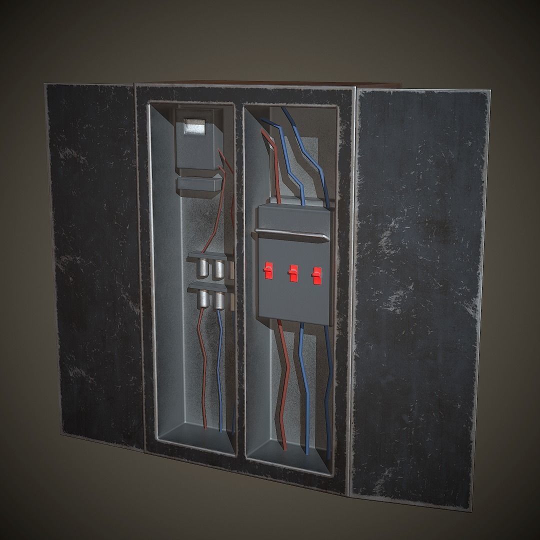 3D model Switchboard PBR Low Poly electrical box VR / AR / low-poly ...