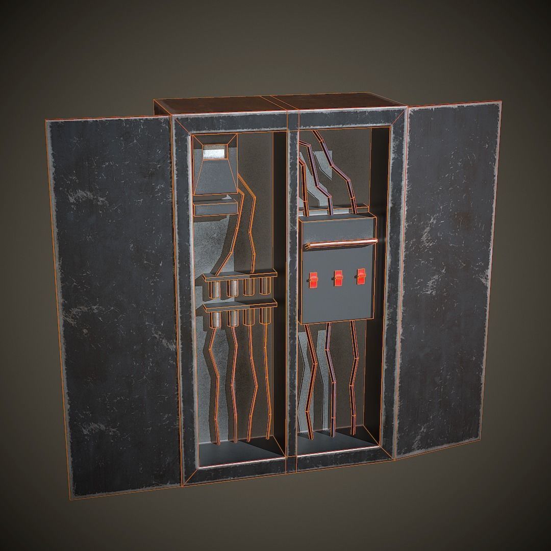 3D model Switchboard PBR Low Poly electrical box VR / AR / low-poly ...